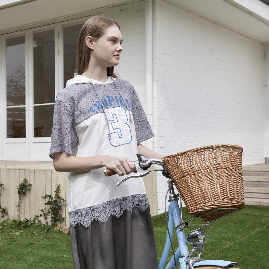 제대로 만든옷 TBH SHOP : J레이스믹스후드원피스