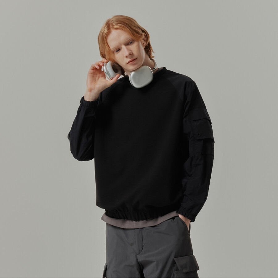 제대로 만든옷 TBH SHOP : 정해인 소매우븐믹스오버핏맨투맨